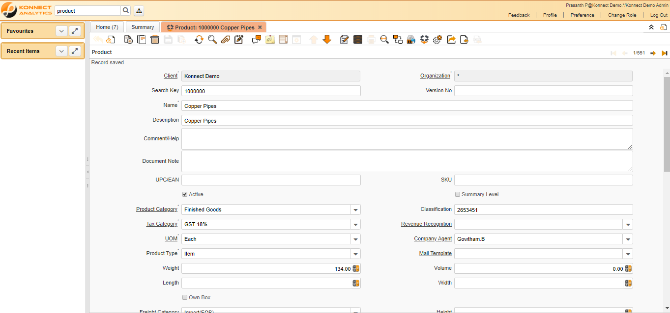 Product | Konnect ERP Help