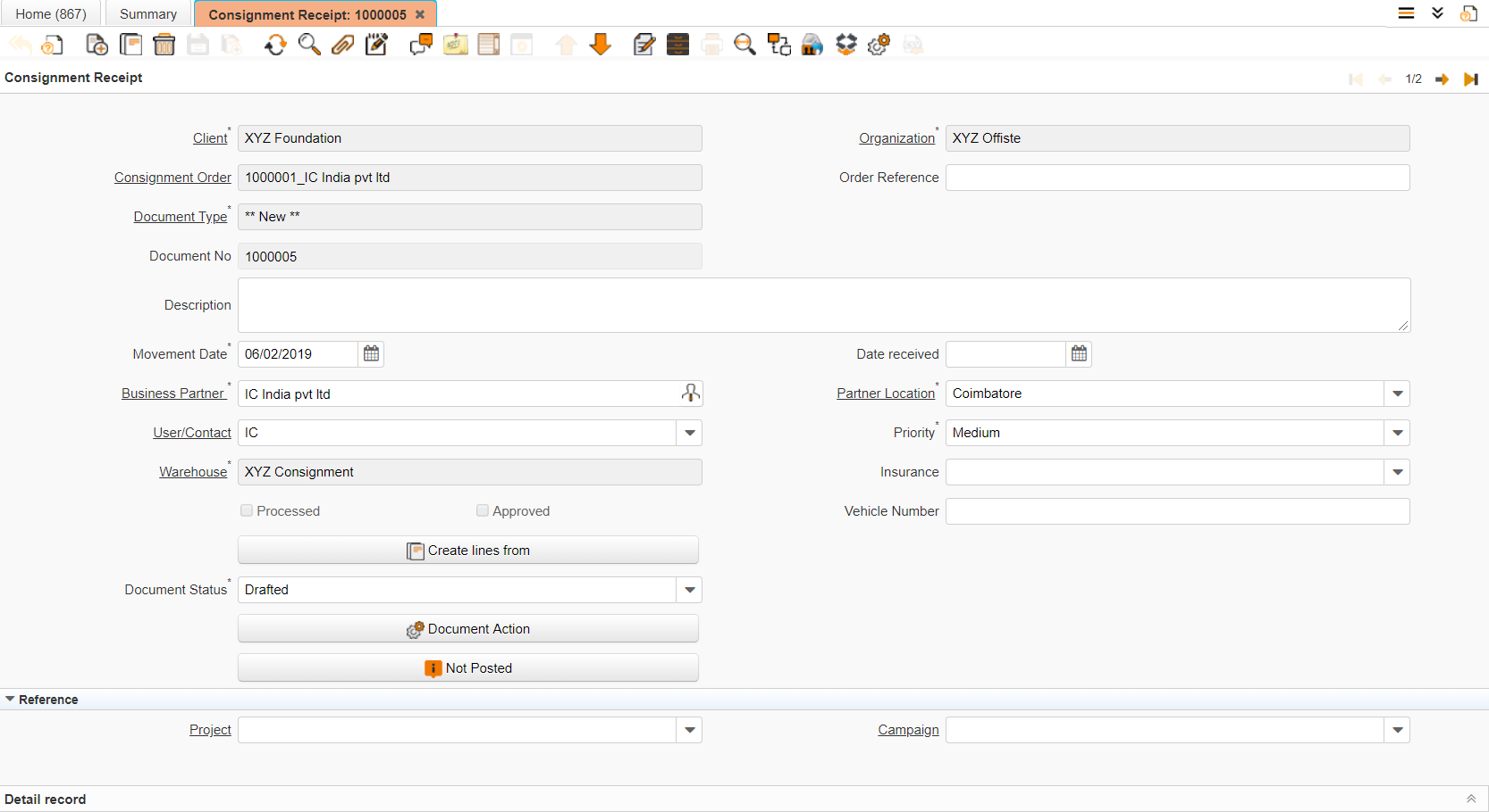 Consignment Receipt | Konnect ERP Help